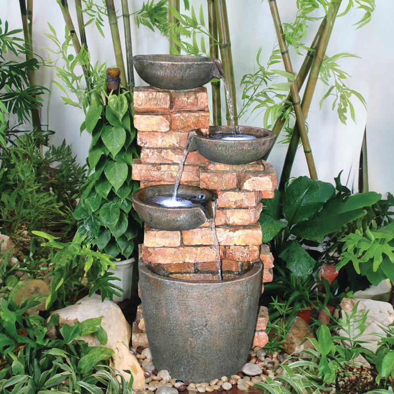 Williston Forge Stacked Bricks Cascading Garden Fountain & Reviews | Wayfair